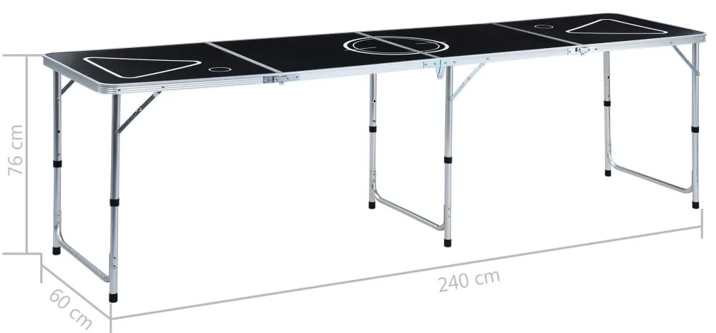 vidaXL Marketos Skládací stůl na beer pong 240 cm černý