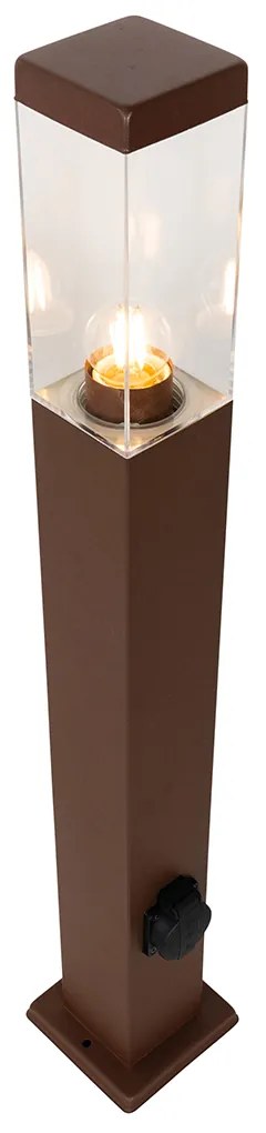 Venkovní lampa rezavě hnědá 80 cm se zásuvkou IP44 - Malios