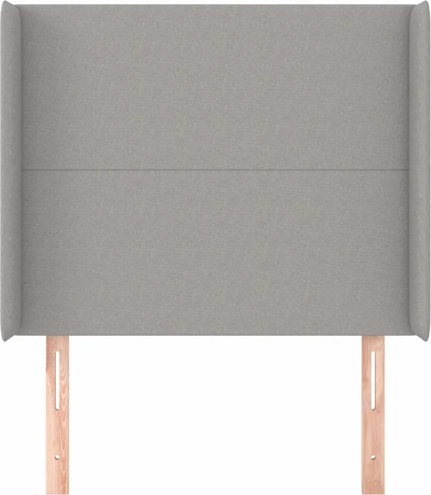 Čelo postele typu ušák světle šedé 83x16x118/128 cm textil 3119274