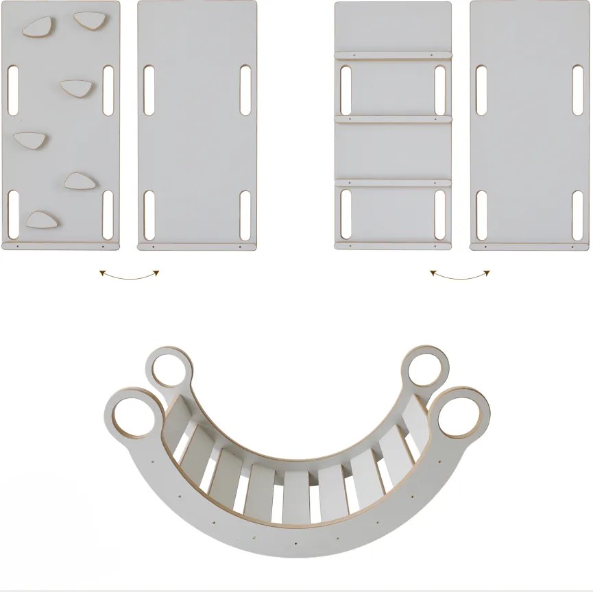 Lezecká souprava 3v1 malá – houpačka, skluzavka a lezecká stěna Šedá