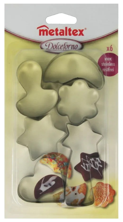 Sada 6 vykrajovátek z nerezové oceli Metaltex Cookie Cutters