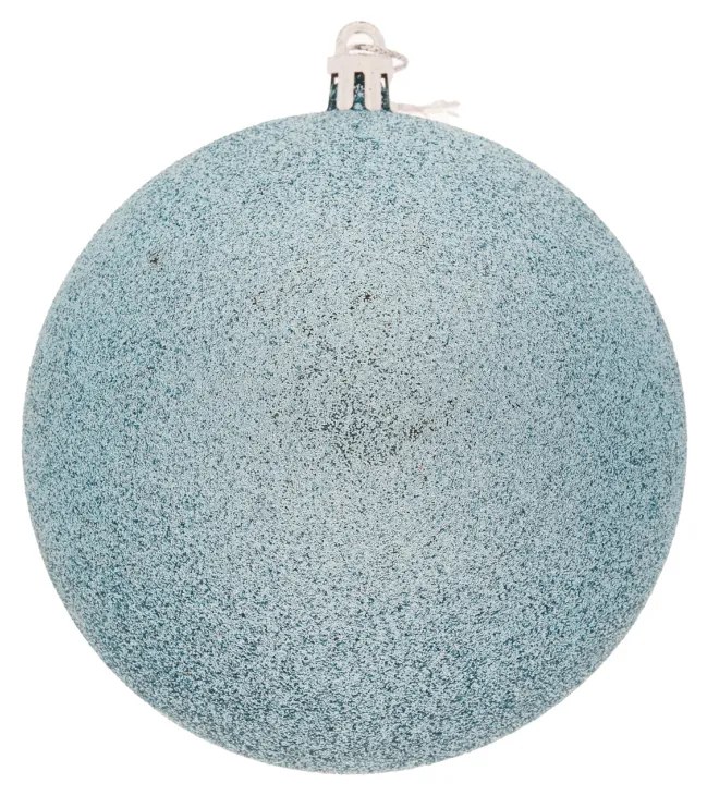Sada vánočních ozdob světle modrá glitter 10 cm plastová koule, balení 6 ks