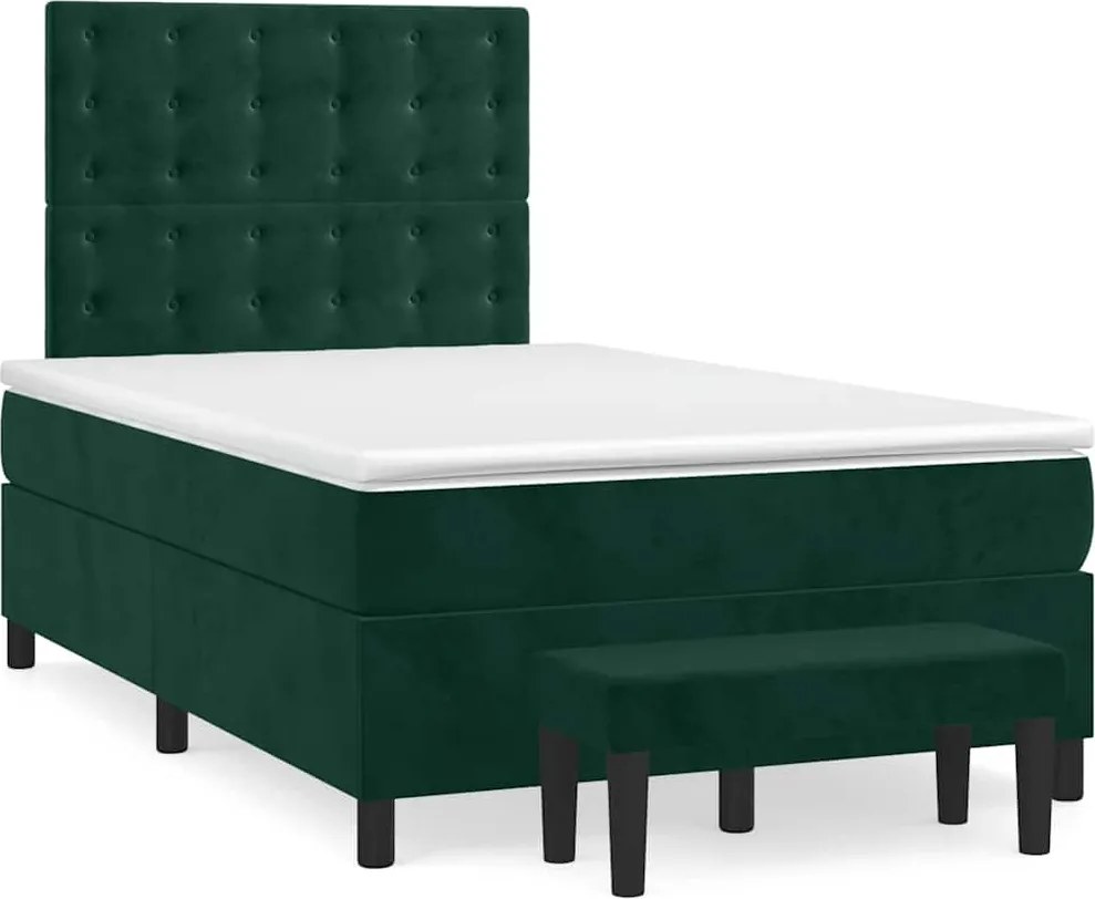 Box spring postel s matrací tmavě zelená 120 x 200 cm samet 3138076