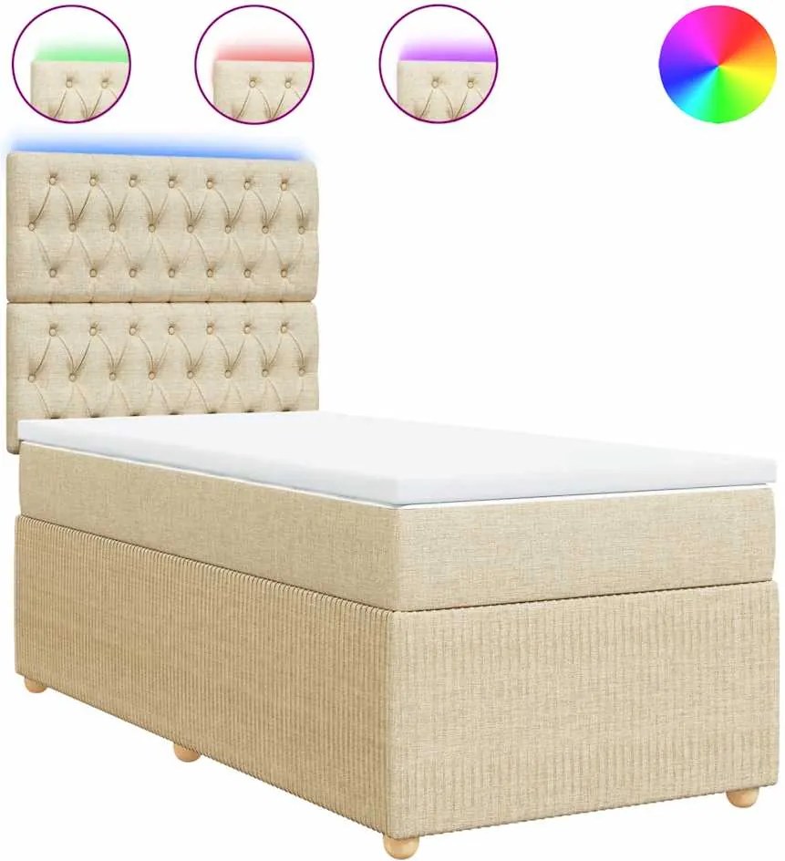 Box spring postel s matrací krémová 90x200 cm textil 3294251