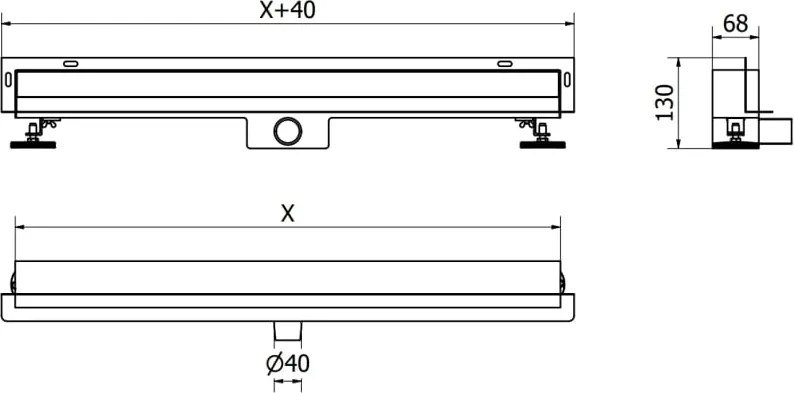 Mexen Flat Wall liniový stěnový odtok 2v1 90 cm, nerez - 1030090