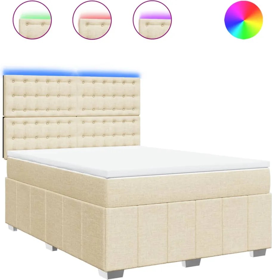 Box spring postel s matrací krémová 140x200 cm textil 3294010