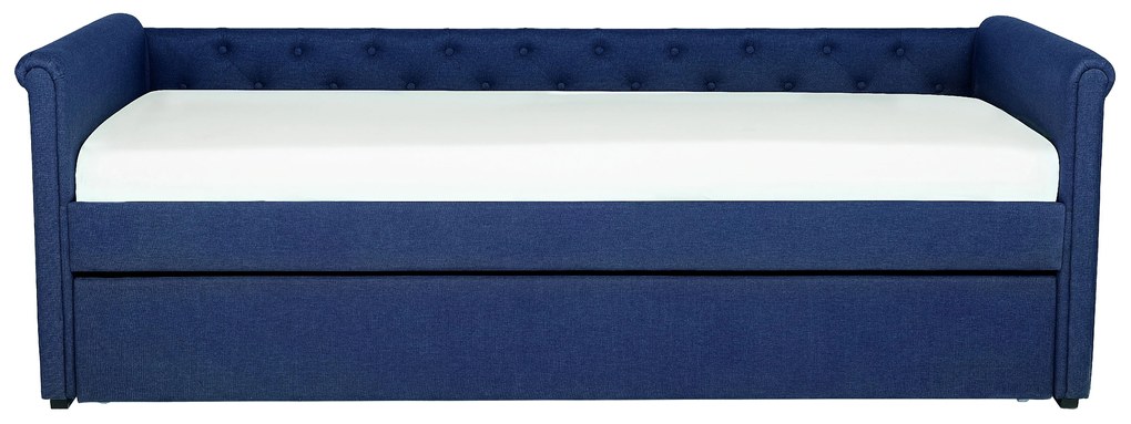 Rozkládací čalouněná postel 80 x 200 cm modrá LIBOURNE Beliani