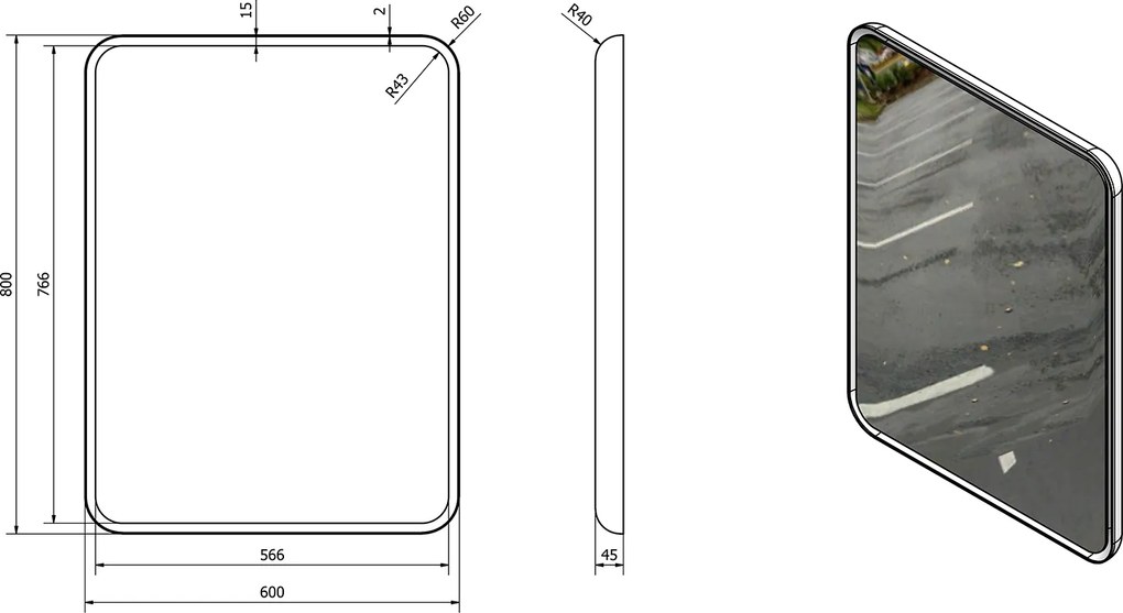 Sapho Sapho, FLOAT LED podsvícené zaoblené zrcadlo v rámu 600x800mm, bílá, 22572