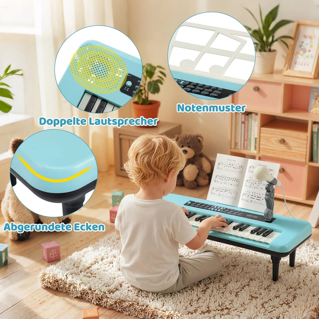 Costway 37 Klávesy Elektronické piano s mikrofonem a hudebním