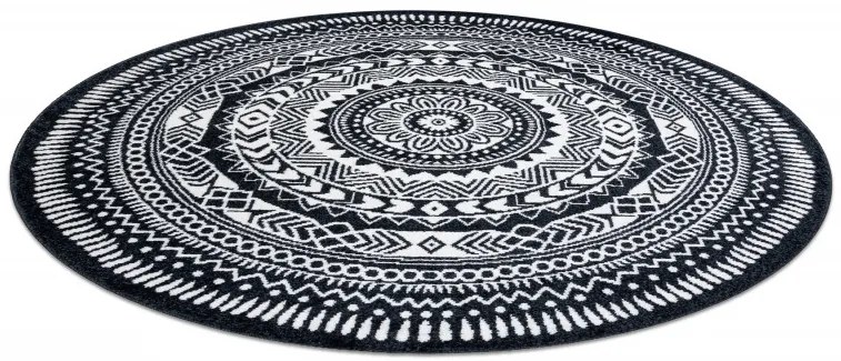 Dywany Łuszczów, Kusový koberec Napkin black kruh, 120x120 (průměr) kruh, černobílá, chodba / předsíň