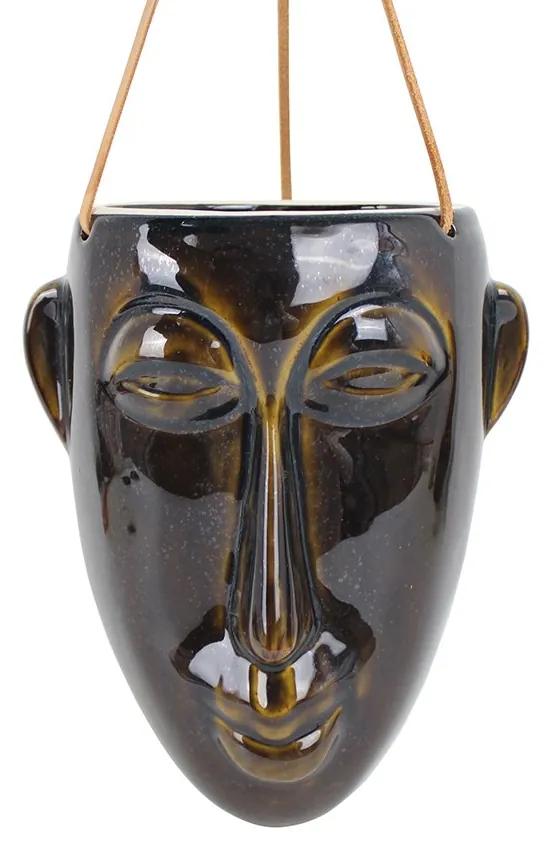 PRESENT TIME Sada 3 ks Hnědý závěsný květináč Mask Long 12,5 × 17,3 × 22,3 cm, 66 cm