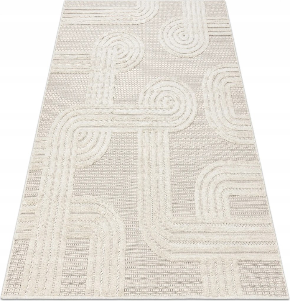 Koberec Santo Šňůrkový Sisal Dvouúrovňový bílý Pás Kola 160x220 cm