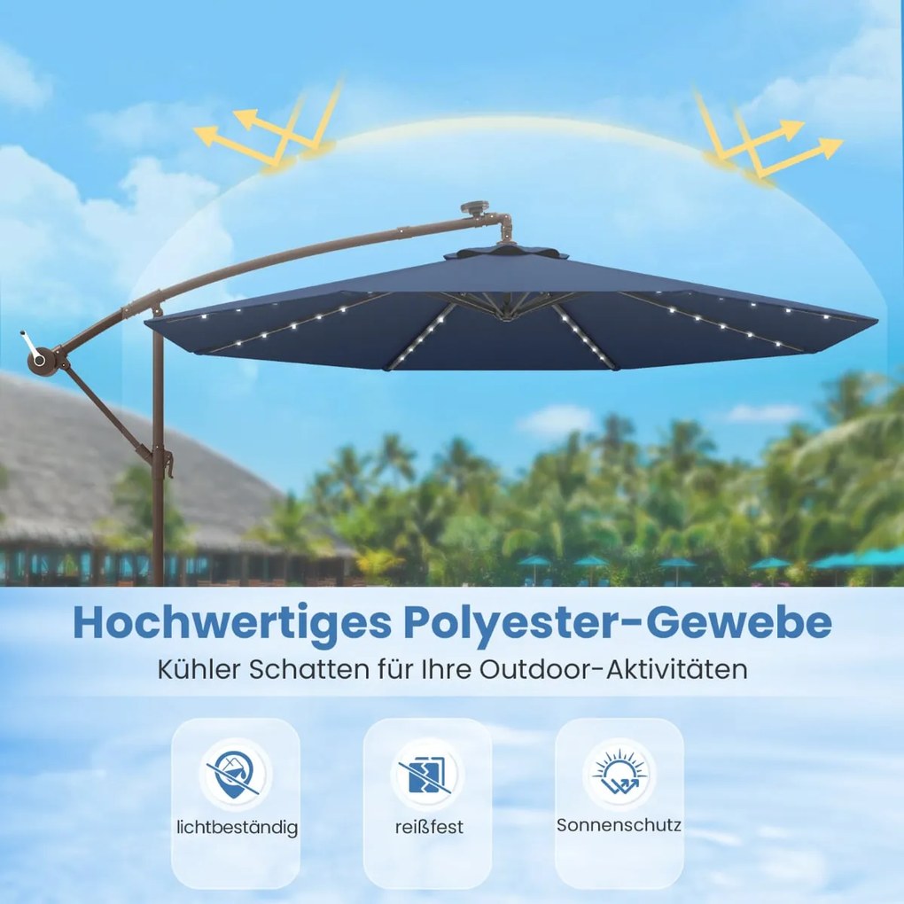 Costway Konzolový deštník Ø300 cm se 40 solárními LED světly a pytli