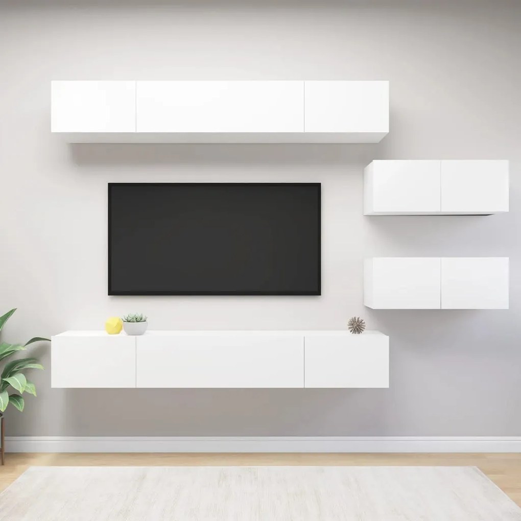 6dílný set TV skříněk bílý kompozitní dřevo 3078728