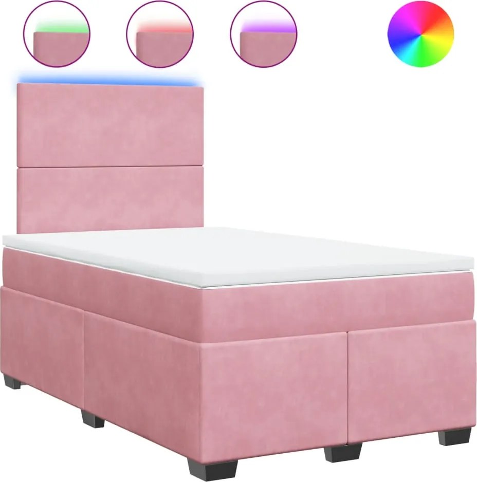 Box spring postel s matrací růžová 120 x 200 cm samet 3293181