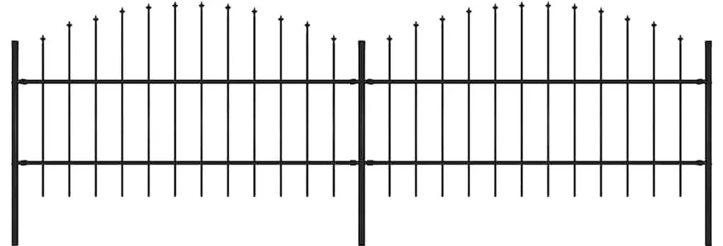 Zahradní plot s kopím nahoře ocelový 337 x 100 cm černý 277713
