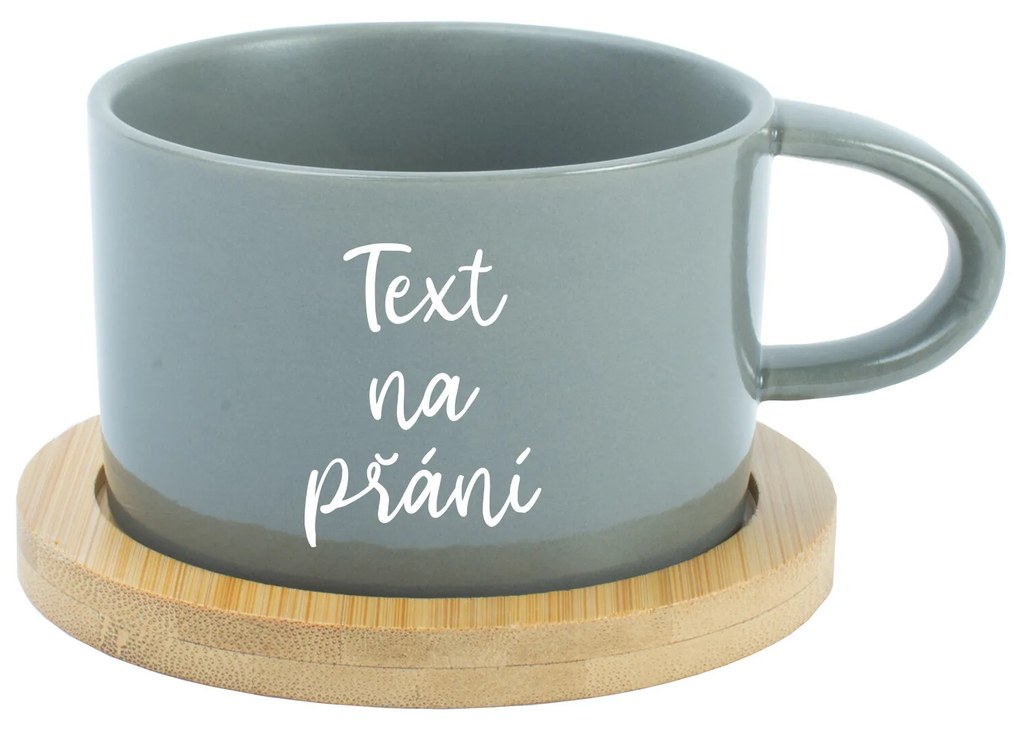 TEXT NA PŘÁNÍ - šedý keramický hrníček Makronka 200 ml