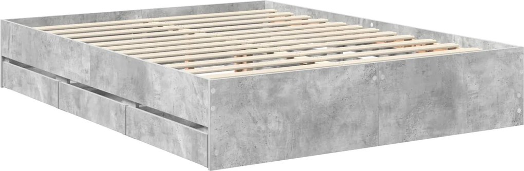 Rám postele s čelo Betonově šedá 150 x 200 cm Inženýrské dřevo 3409450