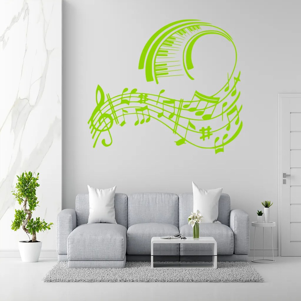 Živá Zeď Samolepka na zeď Skladba pro klavír Barva: zelená, Velikost: 100 x 86 cm