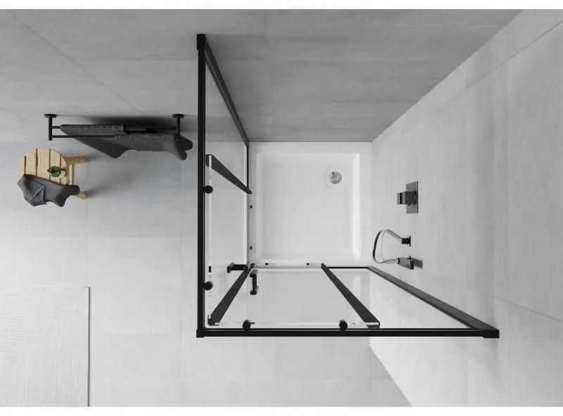 Mexen Rio čtvercový sprchový kout 80 x 80 cm, Průhledné, Černá + sprchová vanička Rio, Bílá - 860-080-080-70-00-4510