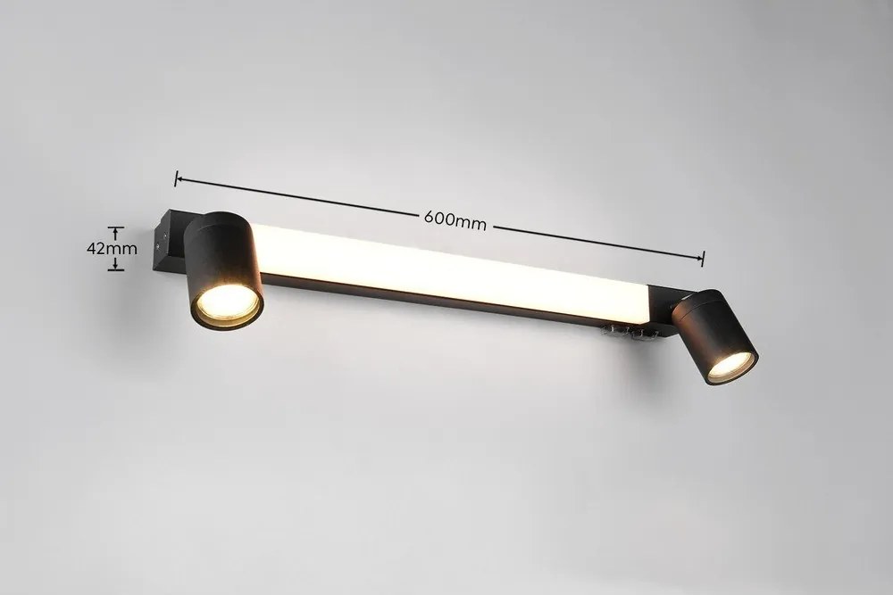 Matně černé LED nástěnné svítidlo Enrico – Trio
