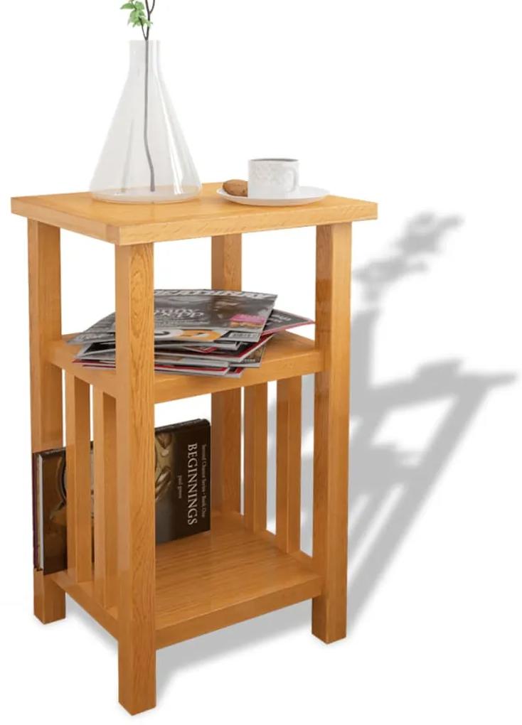 244211 vidaXL Odkládací stolek s policí na časopisy 27x35x55 cm masivní dub