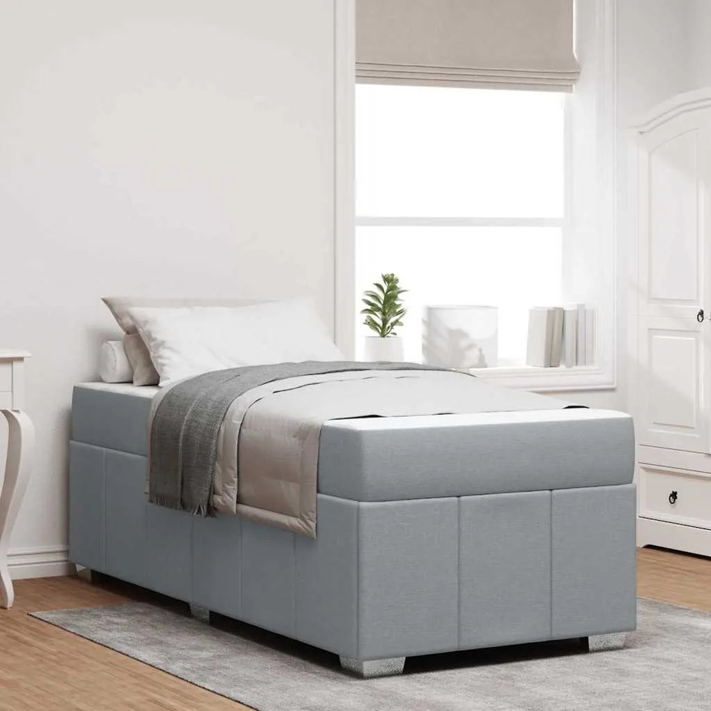 Rám postele s matrací Světle šedá 80 x 200 cm textil 3398244