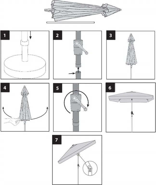 Zahradní slunečník 120x200 cm SPRINGOS GU0038 šedý