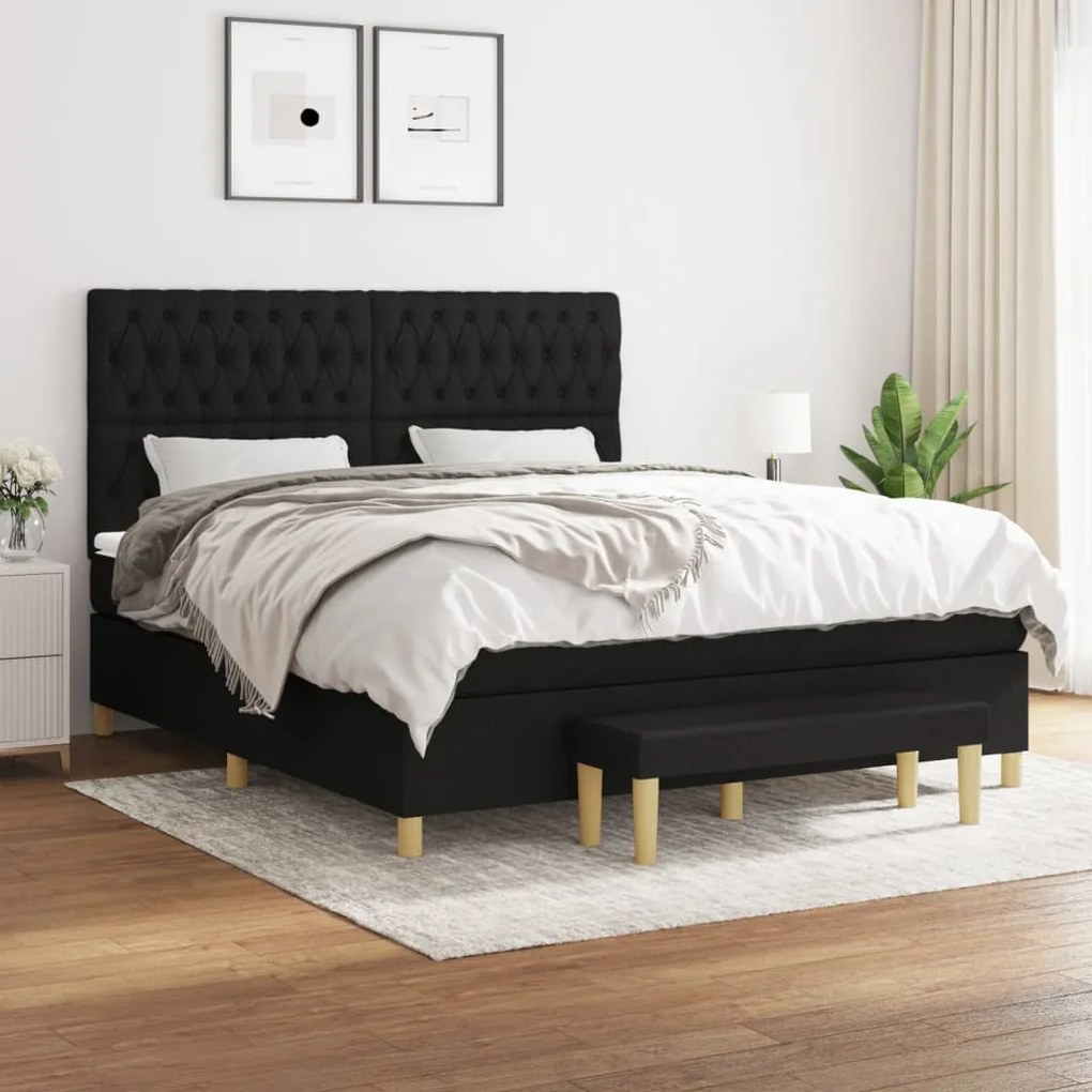 Box spring postel s matrací černá 180x200 cm textil 3137415