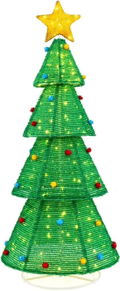 Costway LED vánoční stromek umělý 190 cm osvětlený vánoční stromeček s 200 LED