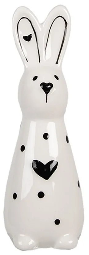 Bílo-černá keramická dekorace králíček Black&White Bunny - 5*4*13 cm