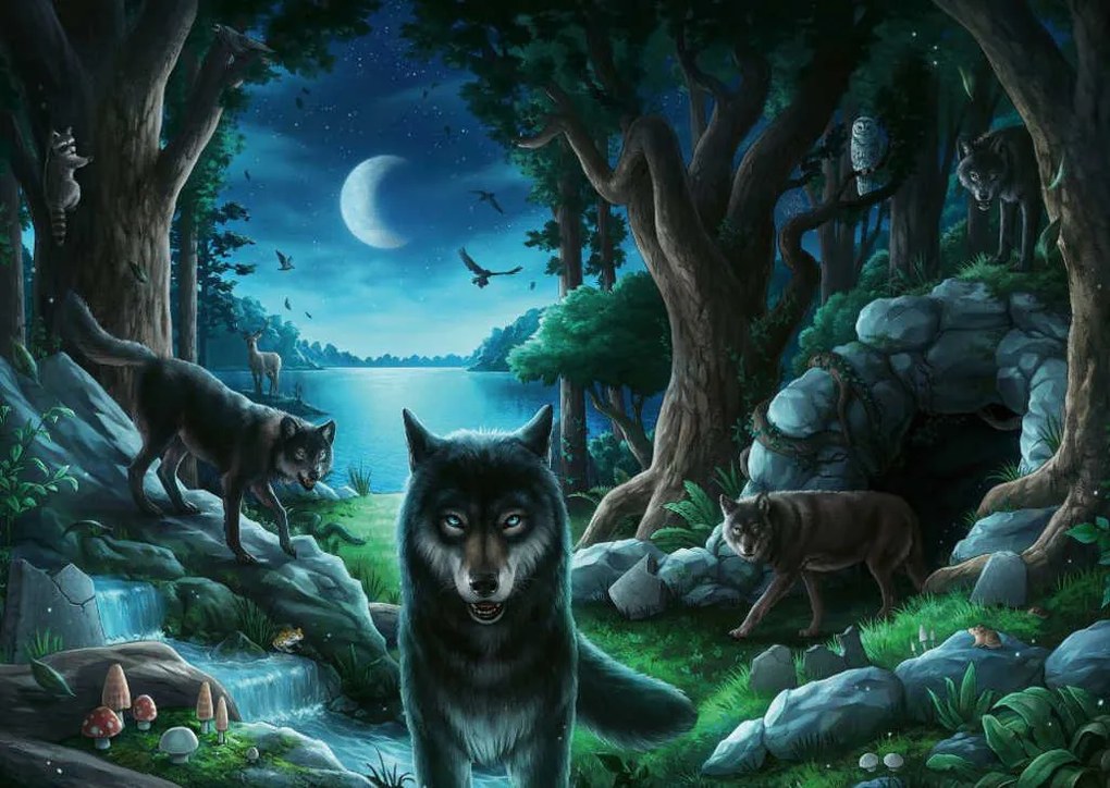 RAVENSBURGER Hra puzzle únikové Vlk 759 dílků 70x50cm skládačka 2v1 2415028