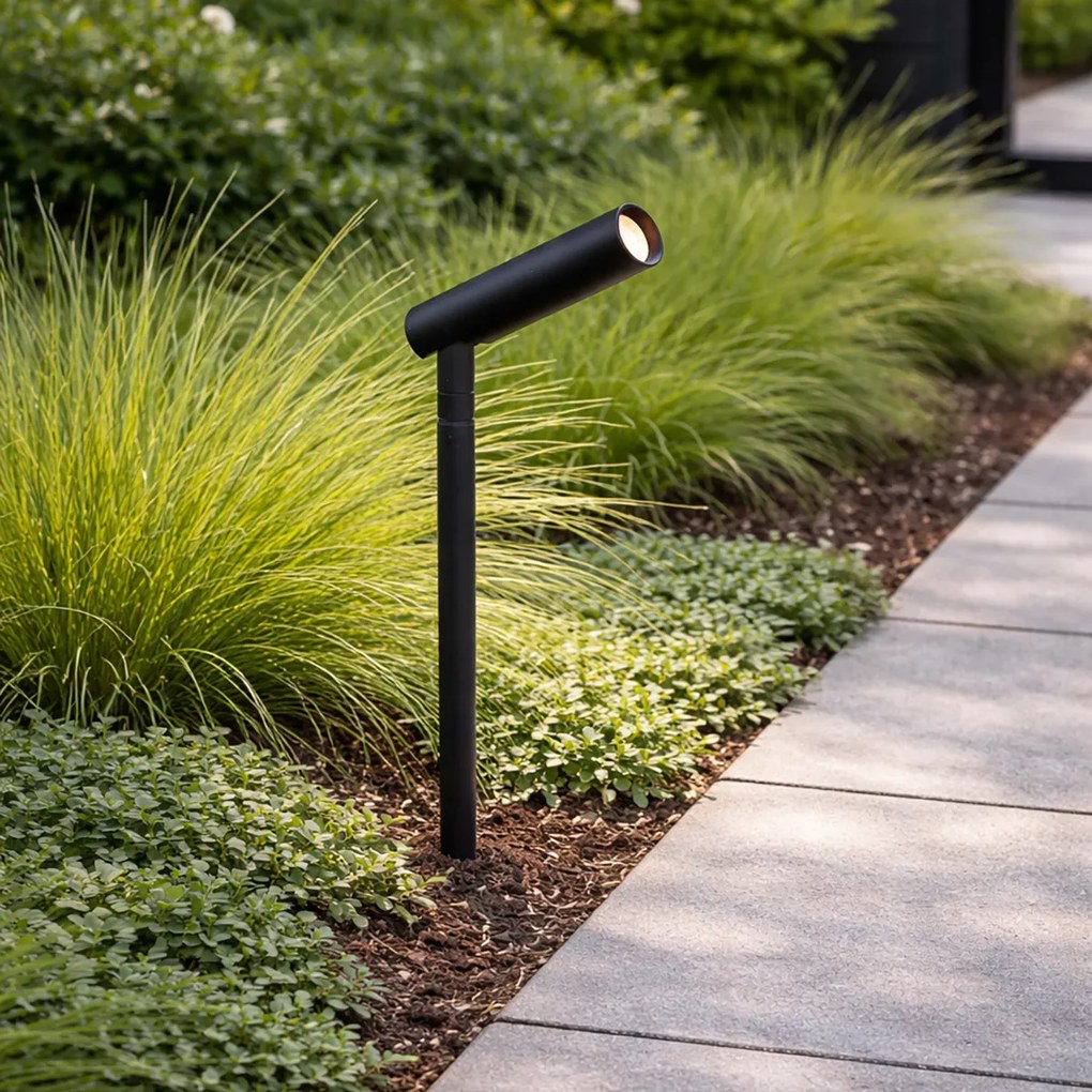 Moderní zahradní reflektor 12V černý 10 cm vč. LED IP65 - Voltaire Lino