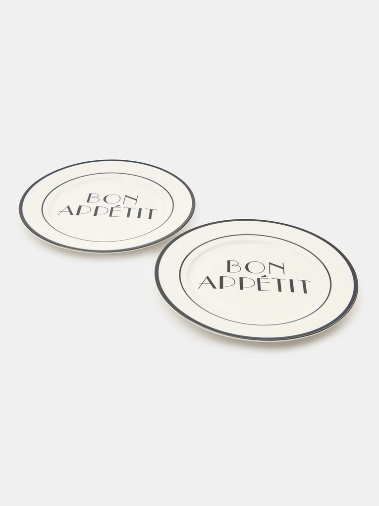 Sinsay - Keramické talíře s nápisem Bon appétit 2 pack - vícebarevná