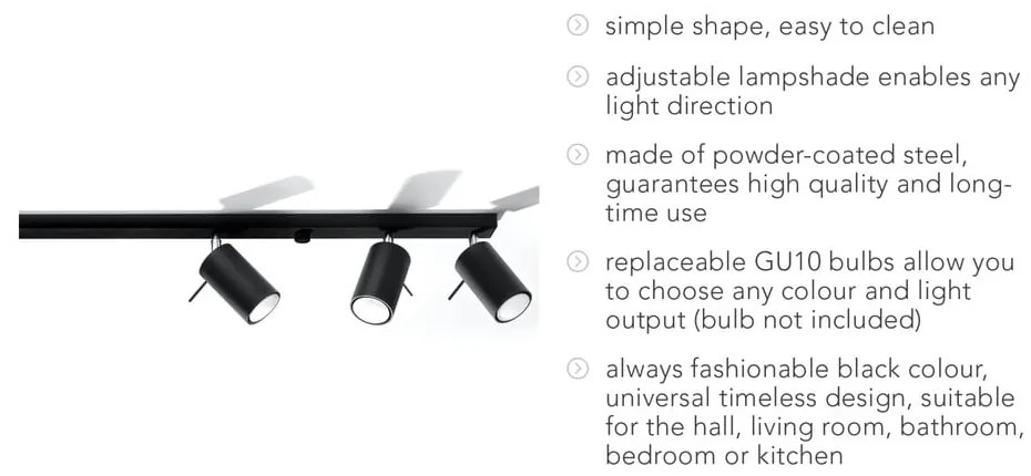 Černé stropní svítidlo Sollux Etna 6L