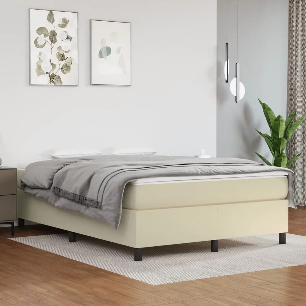 Rám postele s boxspringem krémová 140 x 190 cm umělá kůže 3121043