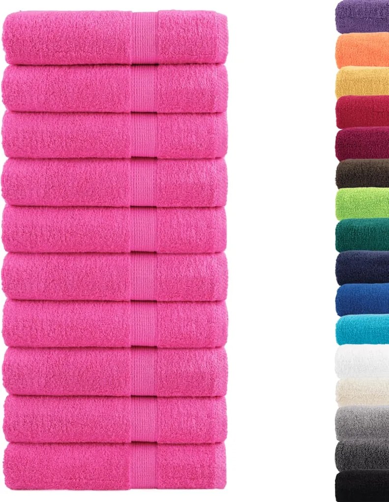 Premium ručníky SOLUND 10 ks růžové 70 x 140 cm 600 g/m² 137526