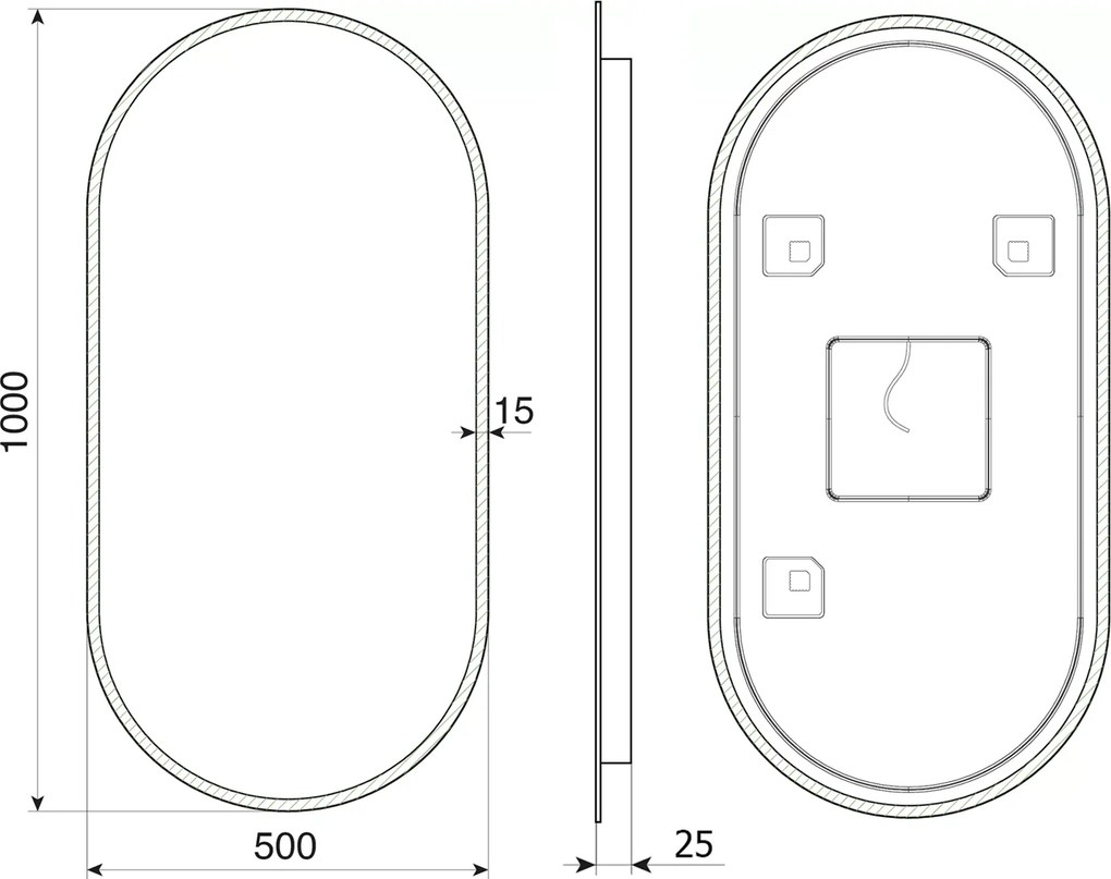 Sapho, MINOX oválné LED podsvícené zrcadlo 50x100cm