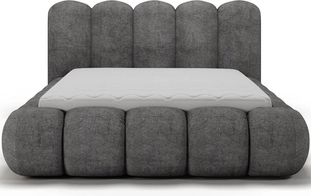 Postel Oloroso 180x200 s kovovým roštem a úložným prostorem, tmavě šedý plyš