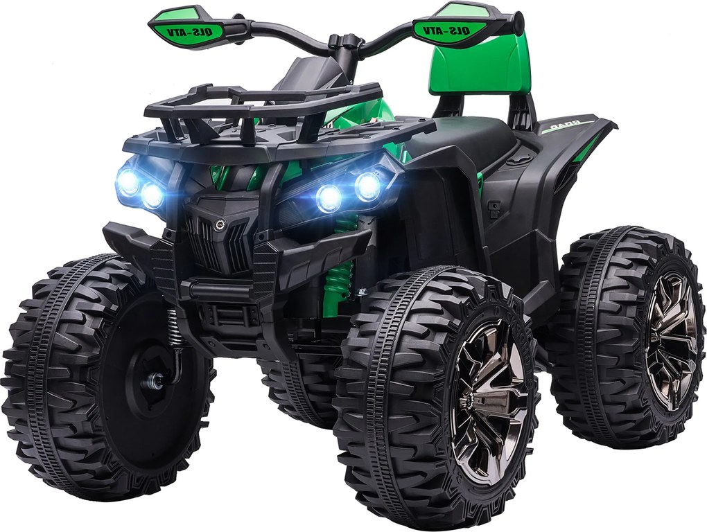 HOMCOM Elektrický čtyřkolka pro děti, 12V 10Ah s funkcí vpřed a vzad, 2 motory, USB připojení, MP3 přehrávač, dětské vozidlo s předními světly 3-8 km/