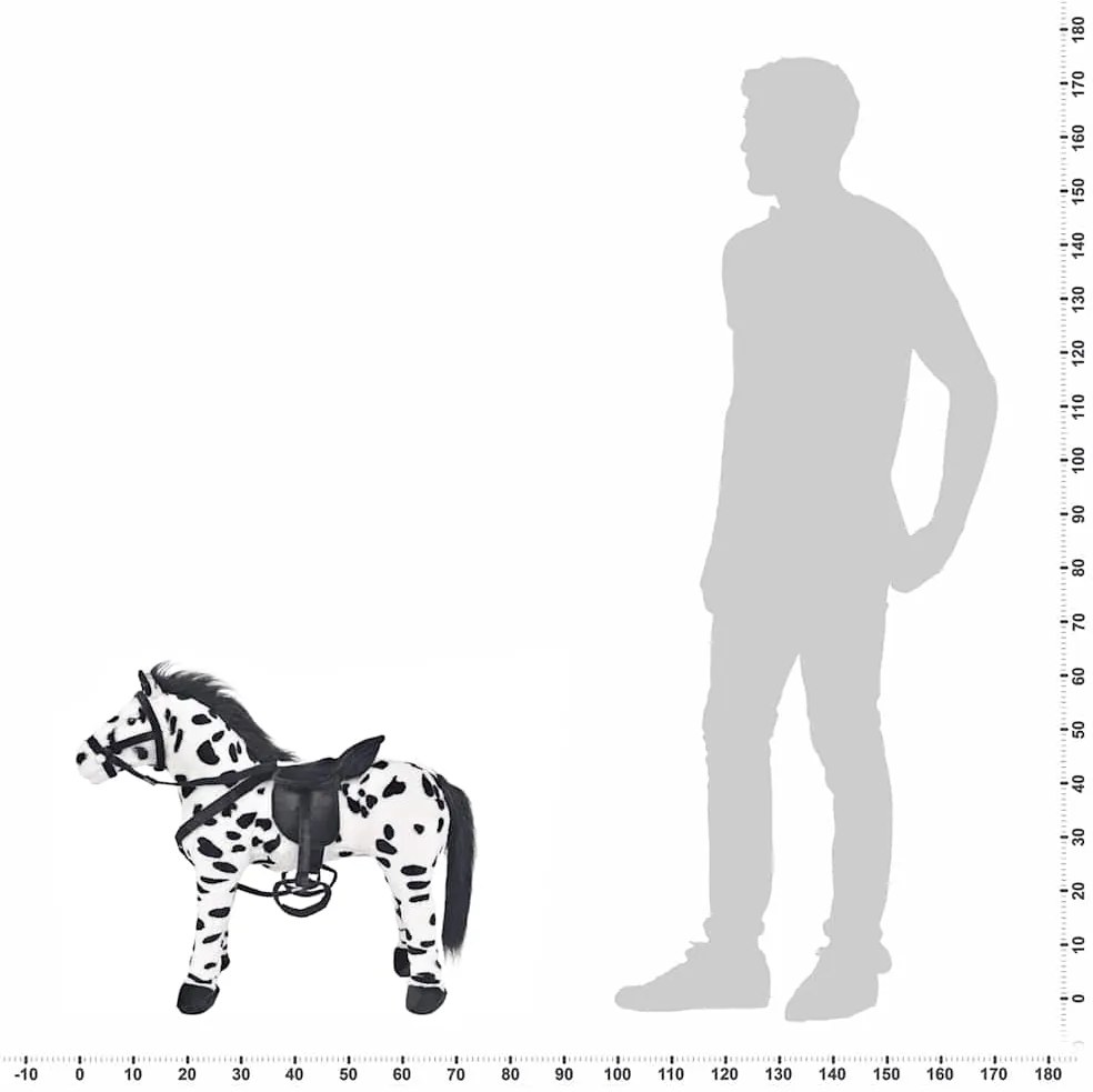 vidaXL Marketos Stojící plyšová hračka kůň černý a bílý XXL