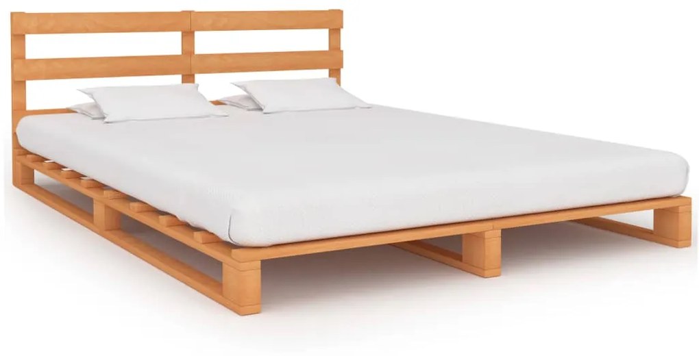 285273 vidaXL Rám postele z palet hnědý masivní borovice 160 x 200 cm