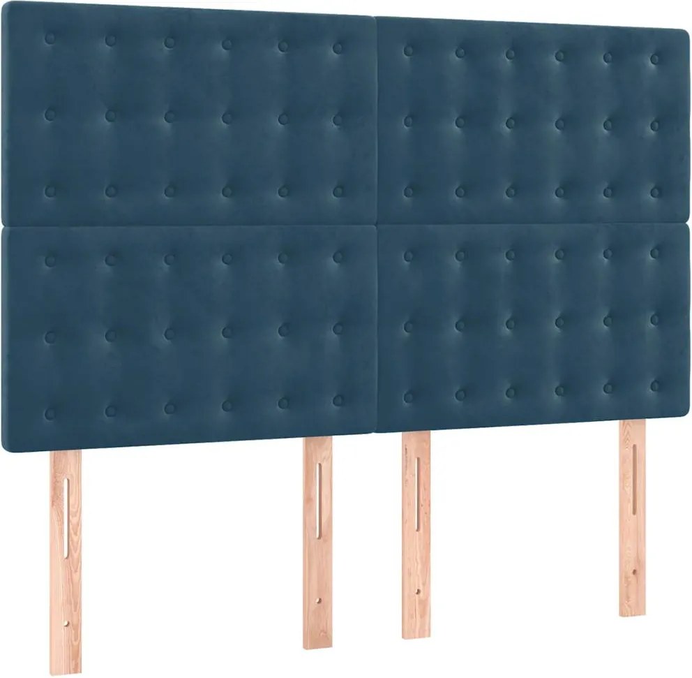 Box spring postel s matrací tmavě modrá 140x200 cm samet 3129457