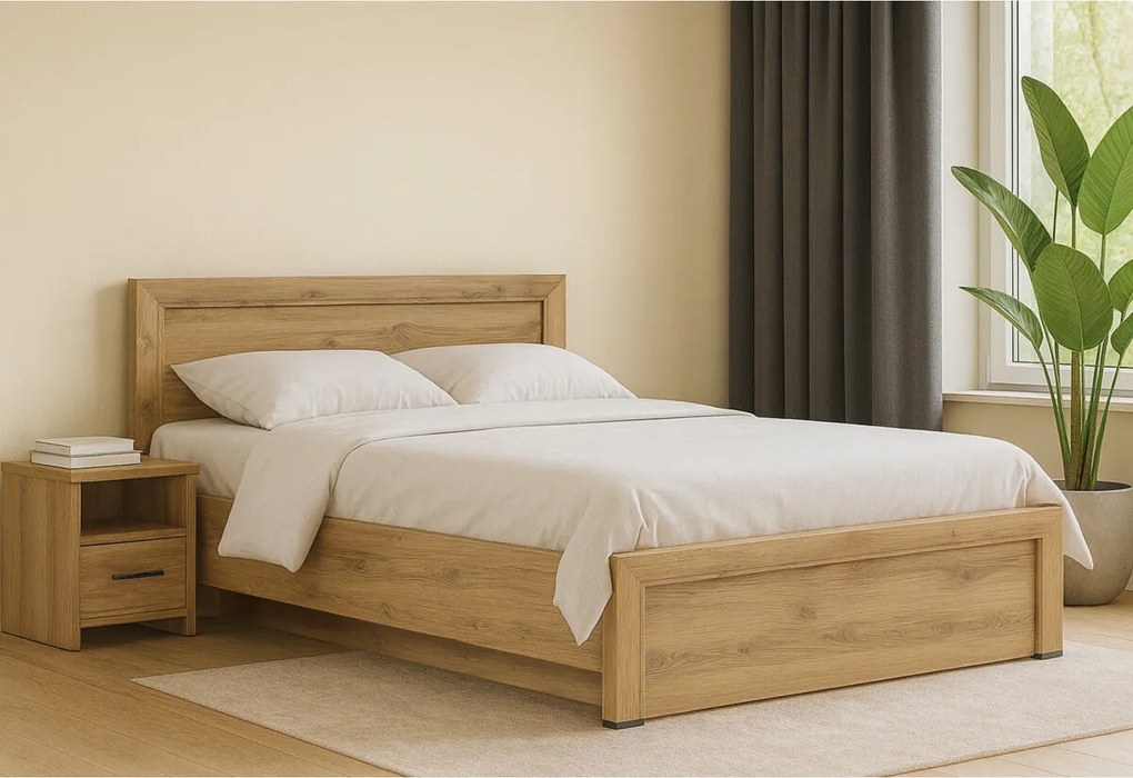 Postel 160x200 s roštem, úložným prostorem Sapori dub navarra