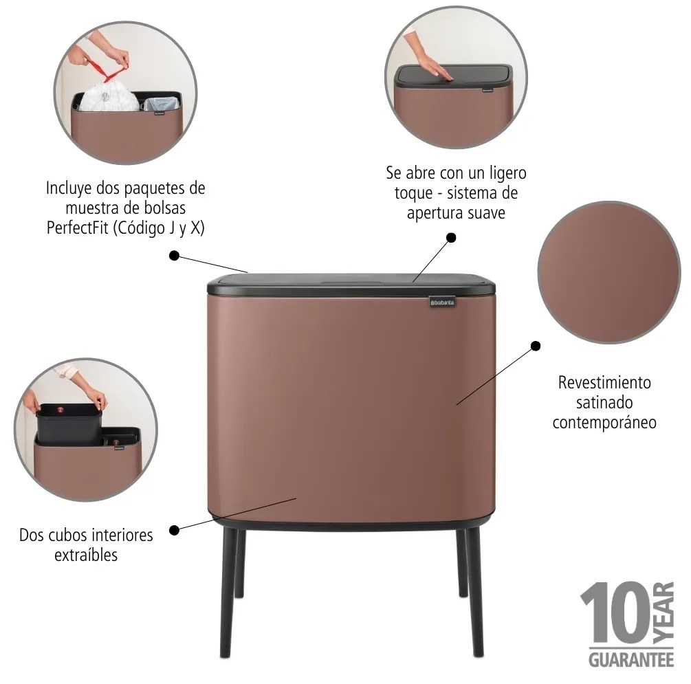 Brabantia BO Touch Bin 11+23L saténově hnědá