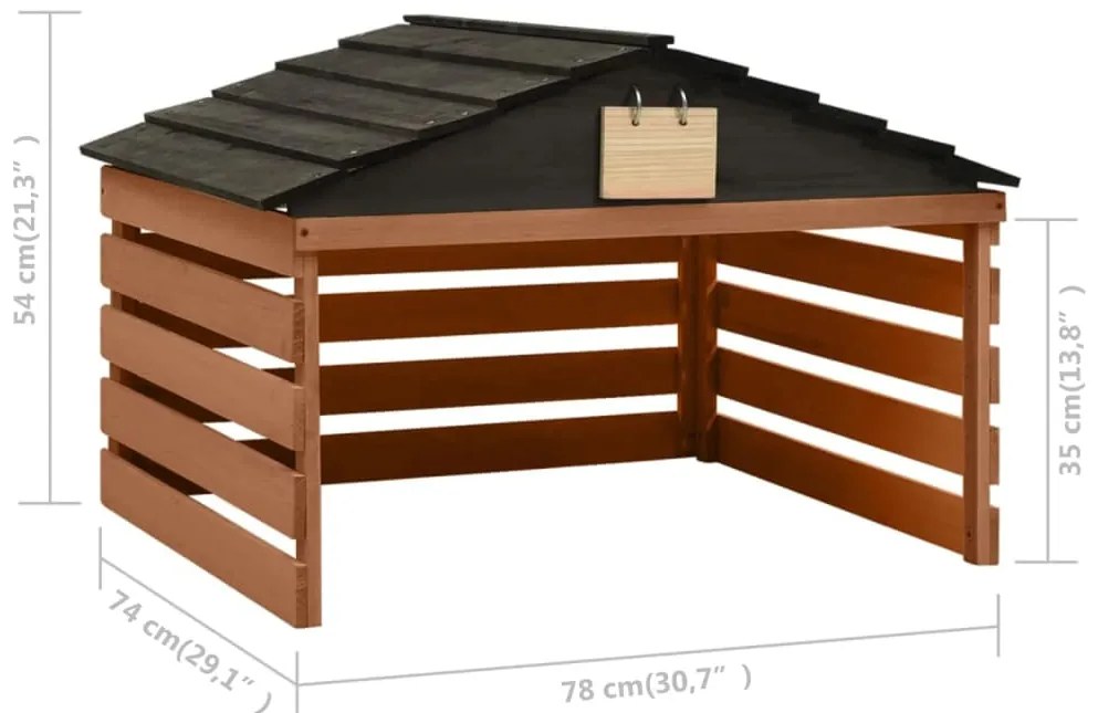 vidaXL Garáž na robotickou sekačku černohnědá 78x74x54 cm jedlové dřevo