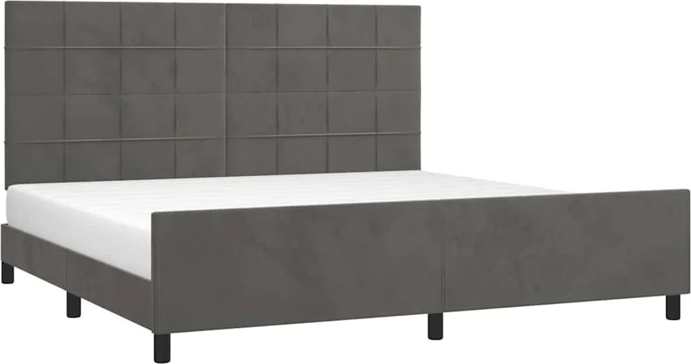 Rám postele bez matrace tmavě šedý 200 x 200 cm samet 3125776