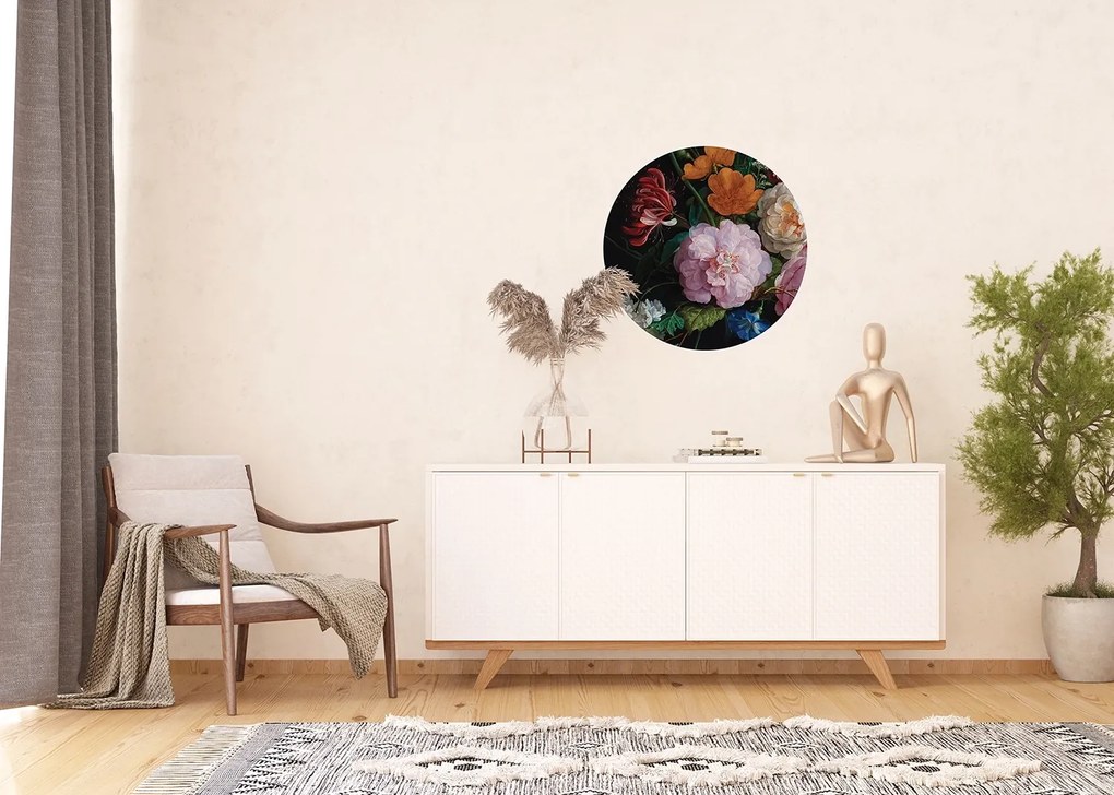 Samolepící vliesová fototapeta na zed' Dramatické Květy | 70 x 70 cm | DCR3228