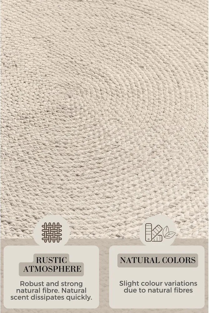 Krémový oboustranný/ručně tkaný jutový kulatý koberec ø 100 cm Braided – Hanse Home
