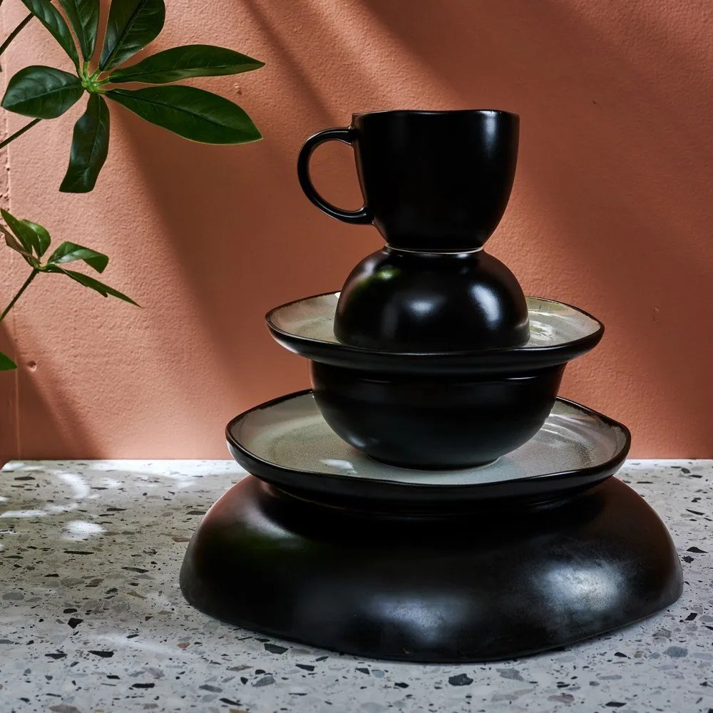 Černý/béžový dezertní talíř z kameniny ø 21,5 cm Lunar – Salt&Pepper